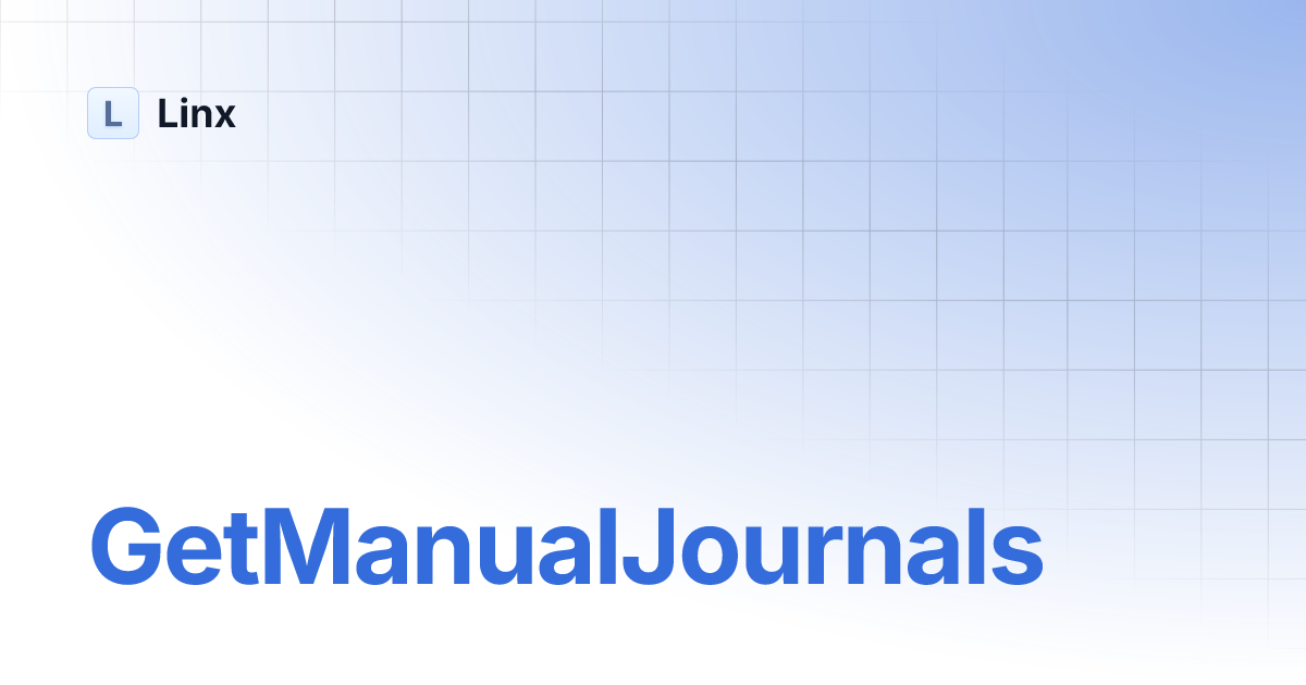 GetManualJournals | Linx